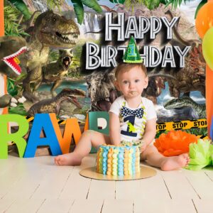 POILKMNI Dinosaurs Birthday Party Decorations 5x3ft Safari Jungle Dinosaur World Birthday Party Backdrop Banner for Boys Kids Birthday Photo Background for Indoor Outdoor Party Supplies Banner