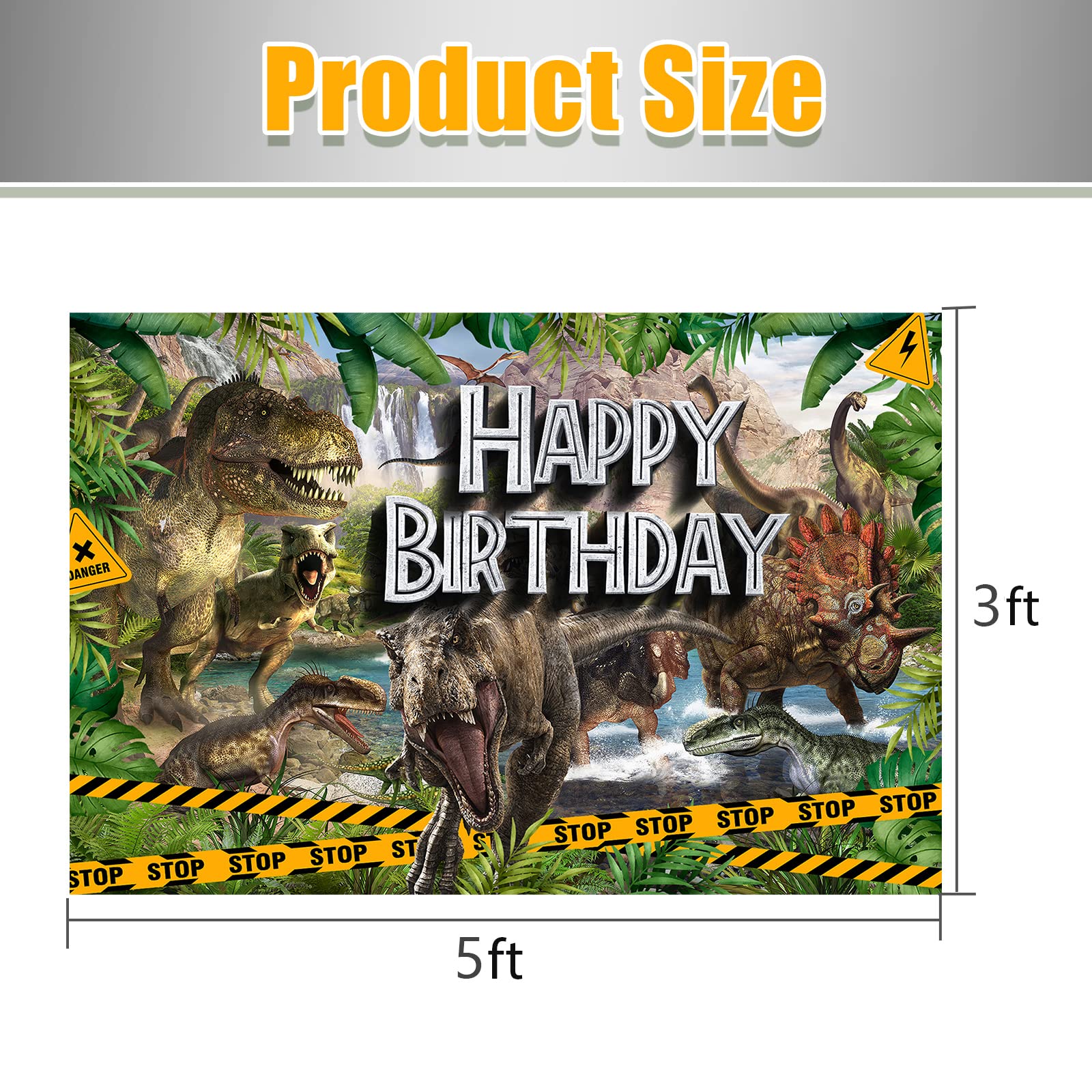 POILKMNI Dinosaurs Birthday Party Decorations 5x3ft Safari Jungle Dinosaur World Birthday Party Backdrop Banner for Boys Kids Birthday Photo Background for Indoor Outdoor Party Supplies Banner