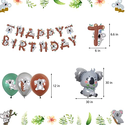 Moptrek Birthday Party Decorations Supplies with Koala Birthday Banner,Koala Foil and Latex Balloons,Cake Topper and Cupcake Toppers for Kids Koala Themed Birthday Party or Baby Shower Decorations