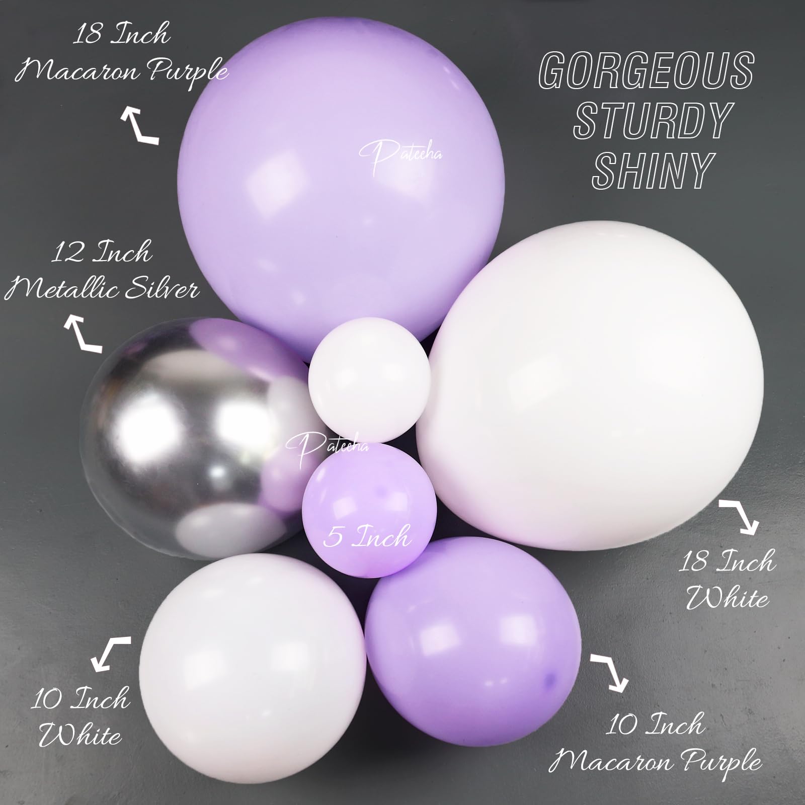 Pateeha Purple Balloon Garland Kit 140 Pcs Lavender White Silver Balloon Arch Butterfly Stickers 12Pcs for Birthday Bridal Shower Purple Baby Shower Decorations for Girl