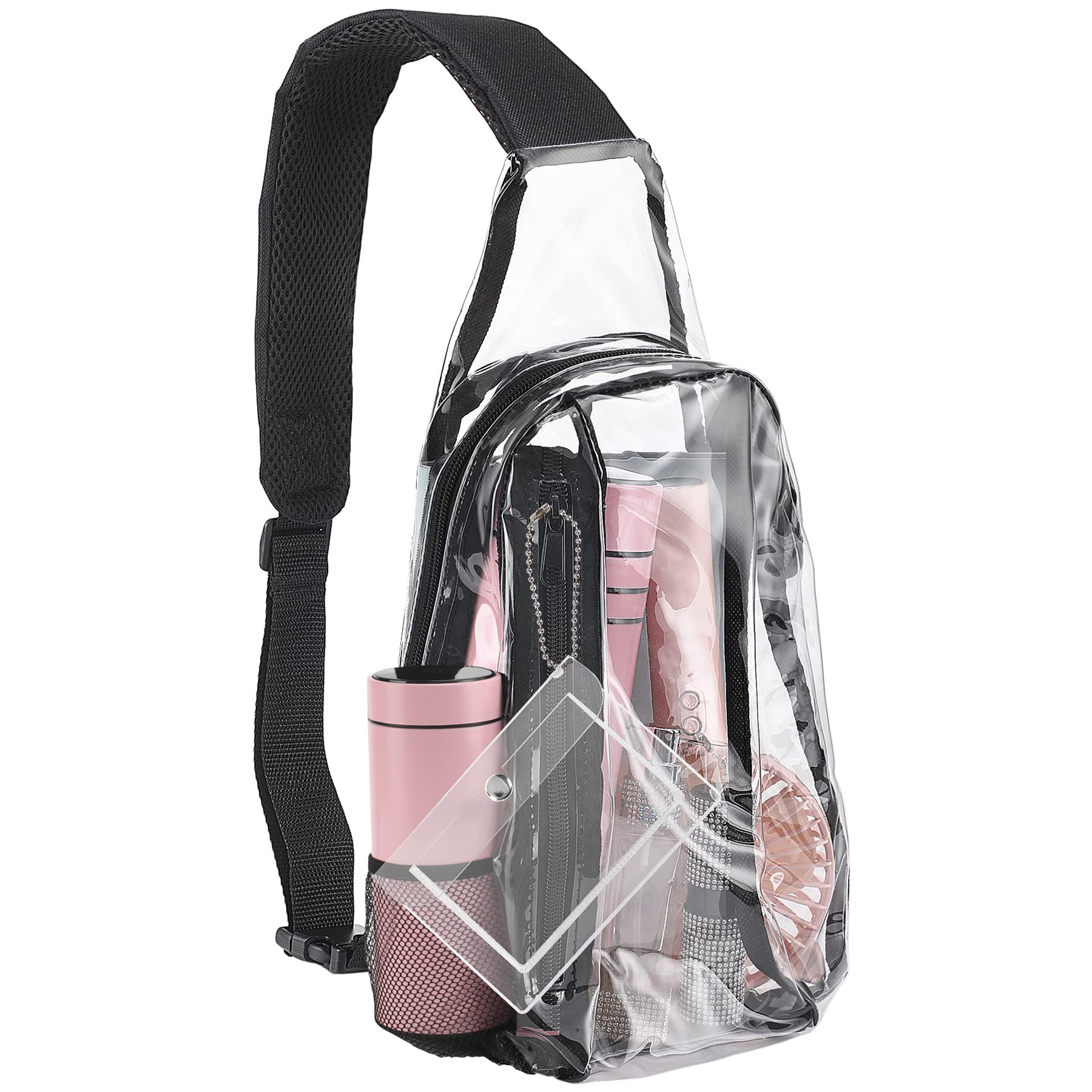 JULMELON Clear Sling Bag, Clear PVC Crossbody Chest Bag Stadium Approved, Backpack with Adjustable Strap for Men Women Hiking, Stadium or Concerts