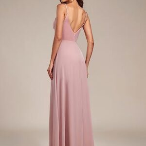 Ever-Pretty Women's V Neck Bridesmaid Dresses, Spaghetti Strap Maxi Dress Party Dress, Formal Dresses, Long Dress Dusty Rose US14