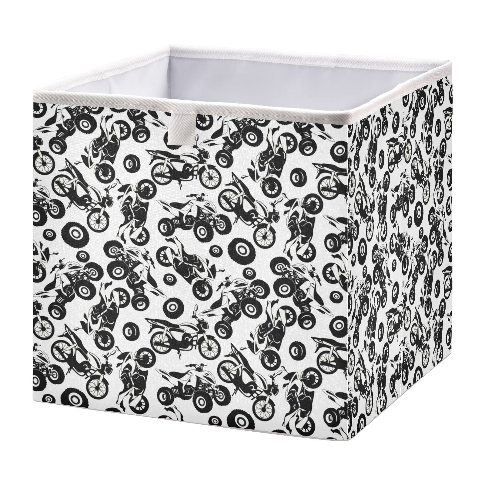 Motorcycle and Quad Cube Storage Bin Collapsible Storage Bins Waterproof Toy Basket for Cube Organizer Bins for Kids Girls Boys Toys Book Office Home Shelf Closet - 11.02x11.02x11.02 in