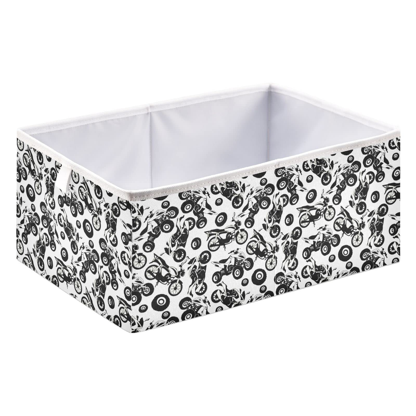 Motorcycle and Quad Cube Storage Bin Collapsible Storage Bins Waterproof Toy Basket for Cube Organizer Bins for Kids Girls Boys Toys Book Office Home Shelf Closet - 11.02x11.02x11.02 in