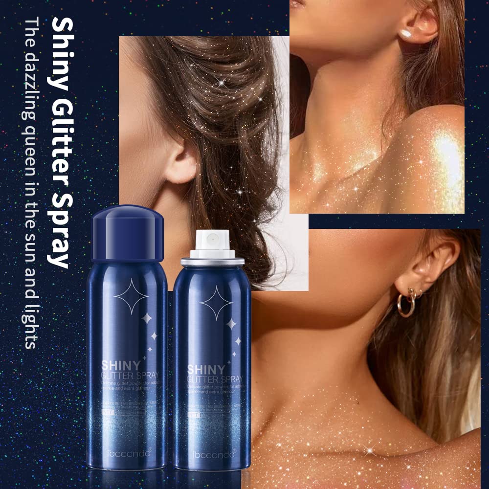 Ibccndc Glitter Spray Shimmer Silver Glitter Hairspray for Women Tiktok, Hair and Body Glitter Spray