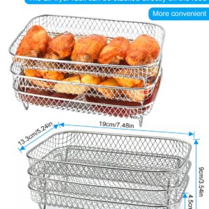 Air Fryer Rack for Ninja Foodi Air Fryer, 304 Stainless Steel Three Stackable Dehydrator Rack Toast Rack Stand Accessories for Ninja DZ201 DZ401 Dual Air Fryer