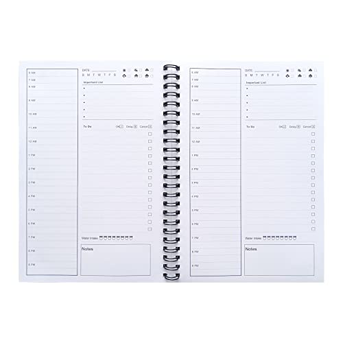 Cheneyboo Daily Planner Undated, To Do List Notebook with Hourly Schedule Goal Planner, Set Clearly Goals Increase Productivity, 120 Pages ,5.7"x 8.4", Black