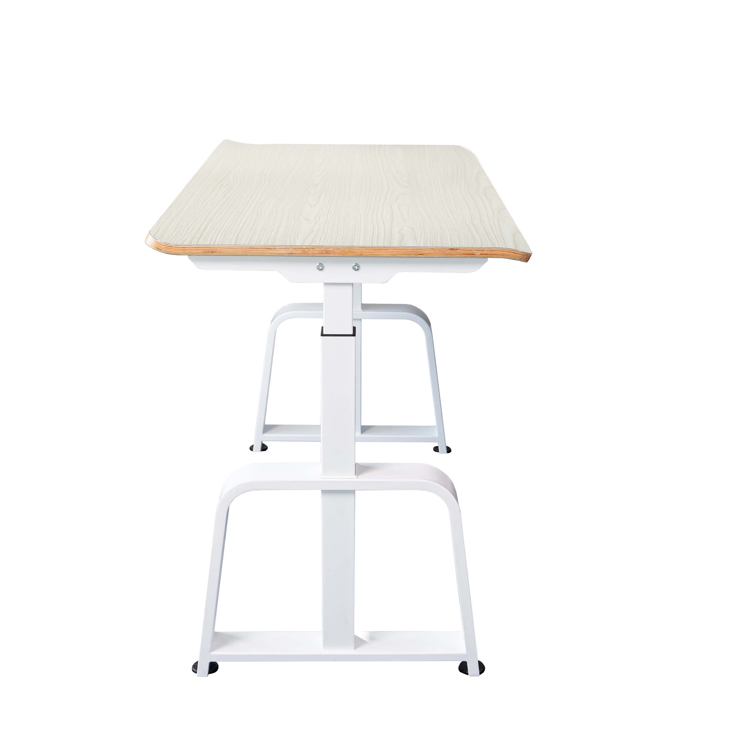 Stand Up Desk Store Crank Adjustable Ergonomic Standing Desk (White Frame/Antique Birch Desktop, 48” Wide)