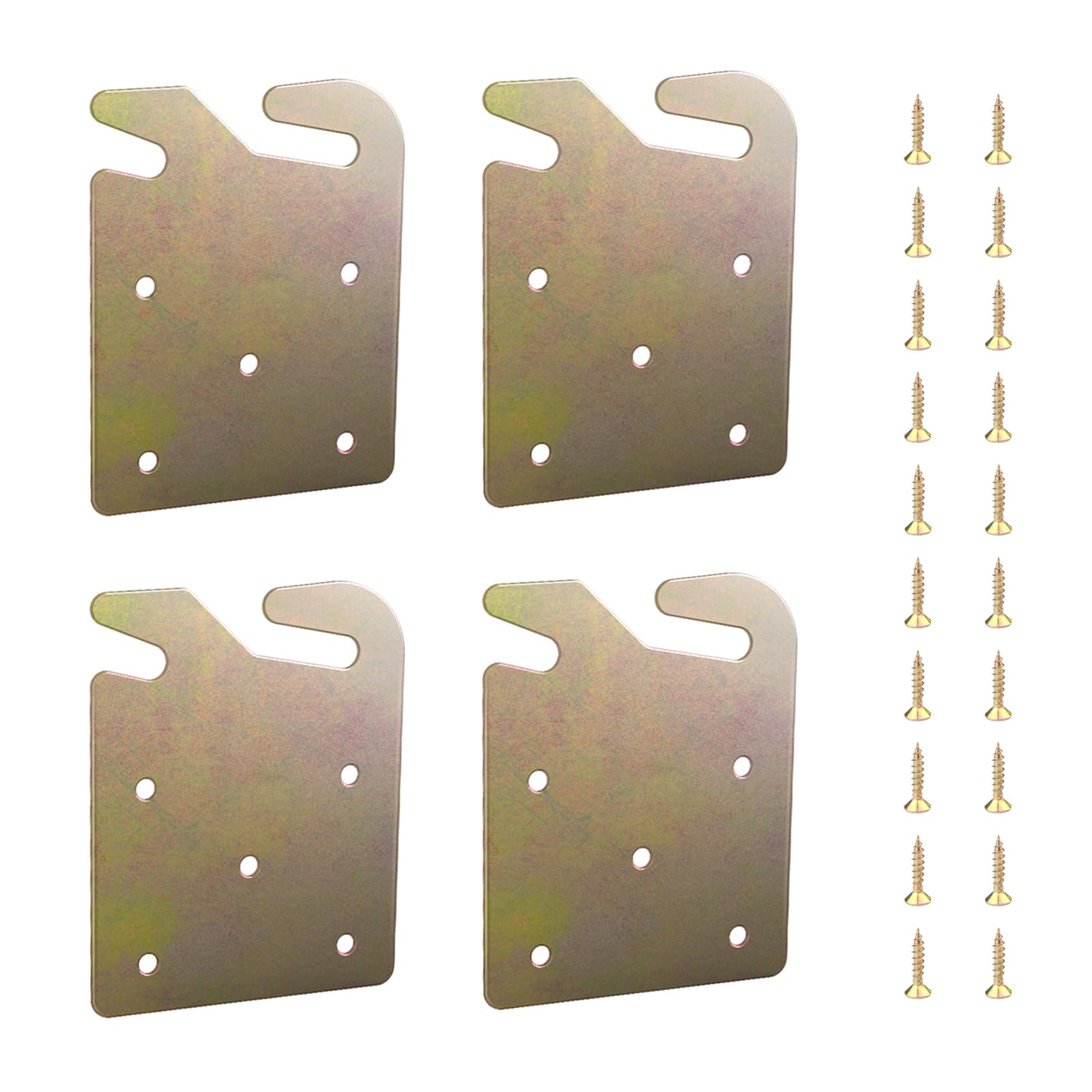 Bed Frame Brackets 4PCS Wood Bed Frame Hardware Universal Replacement Parts Bed Rail Hook Plates for Headboard and Footboard