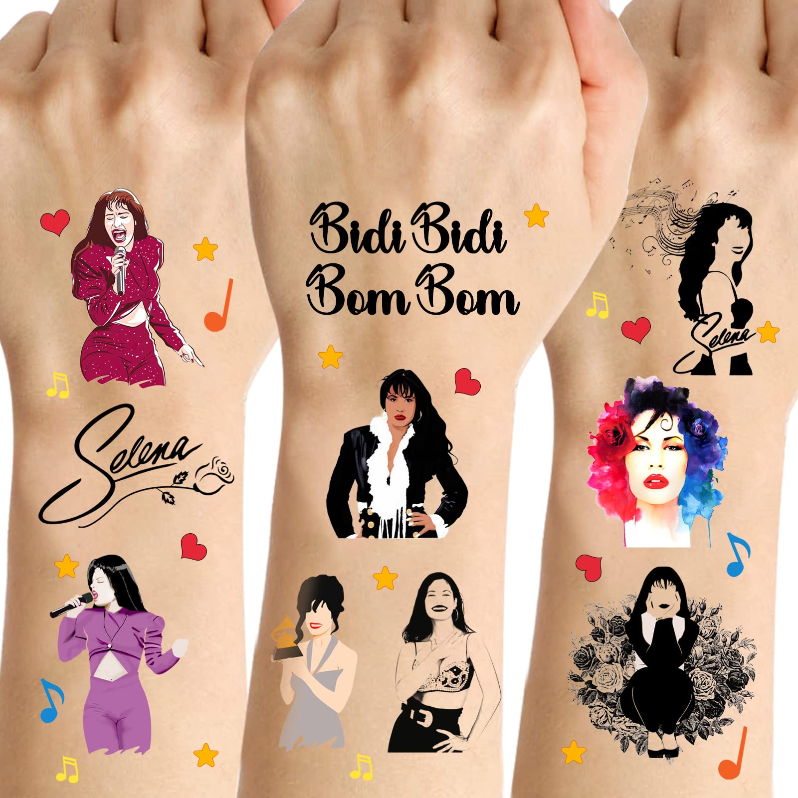 Selena Temporary Tattoos 100Pcs Selena Singer Tattoos Stickers Party decorations for Girls Kids