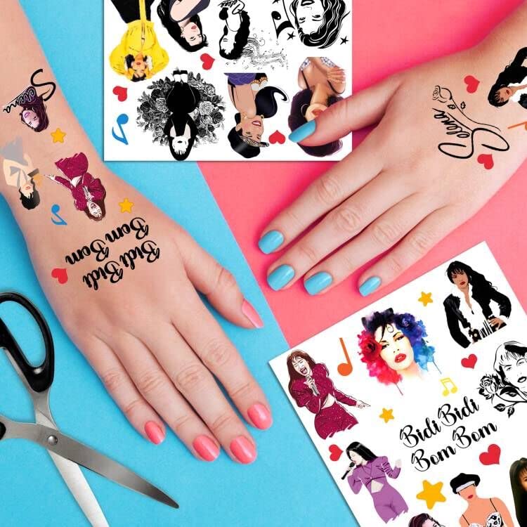 Selena Temporary Tattoos 100Pcs Selena Singer Tattoos Stickers Party decorations for Girls Kids