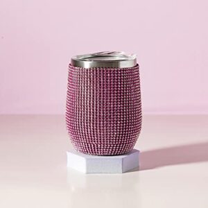 Paris Hilton Diamond Bling Wine Tumbler, Vacuum Insulated Stainless Steel with Easy Sip Lid, Bedazzled with Over 2500 Rhinestones, 12-Ounce, Pink