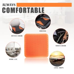 CAR-GRAND Cooling Gel Seat Cushion for Long Sitting, Thick Soft and Breathable Honeycomb Seat Cushion for Car Wheelchair Home, Gel Chair Cushion for Hip Pain, Gel Seat Cushion for Office Chair (Pink)