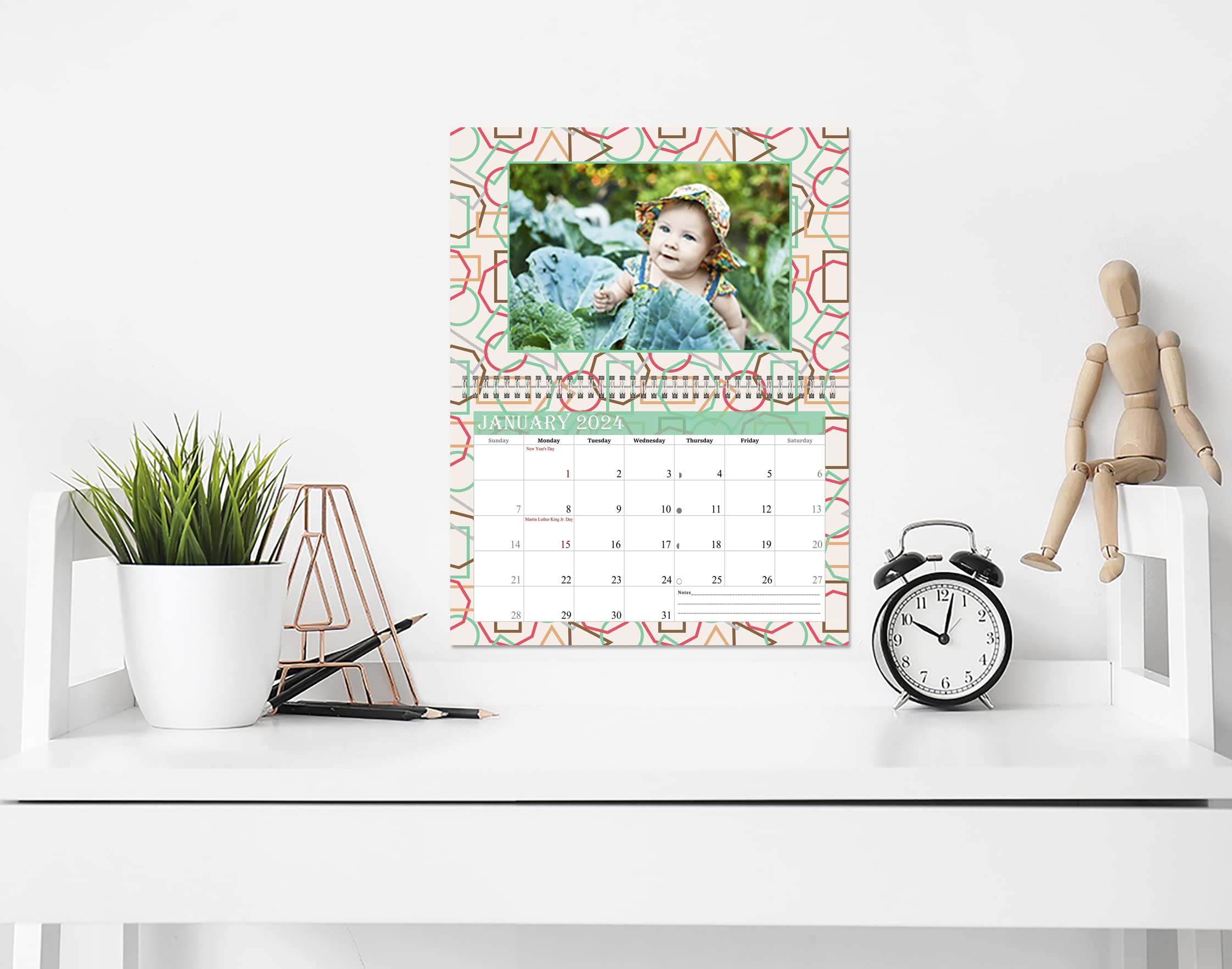 2024 Photo Frame Wall Spiral-bound Calendar (Add Your Own Photos) - 12 Months Desktop/Wall Calendar/Planner - (Edition #011)