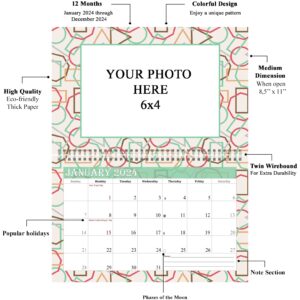 2024 Photo Frame Wall Spiral-bound Calendar (Add Your Own Photos) - 12 Months Desktop/Wall Calendar/Planner - (Edition #011)