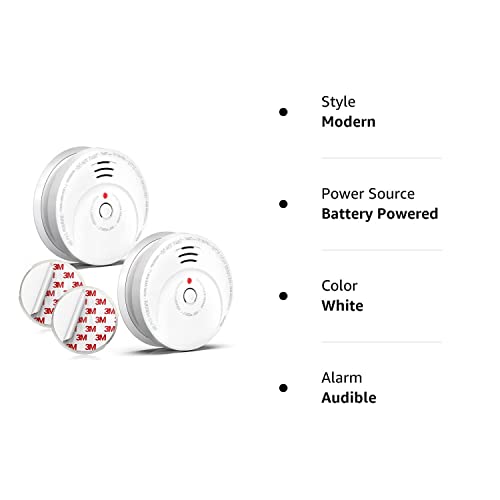 Jemay Smoke Detector, Smoke Alarm with Advanced Photoelectric Technology, Smoke Detector with Test Button and Low Battery Reminder, Fire Alarm with Battery Backup Used in Home, AW106, 2 Packs