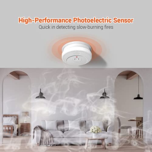 Jemay Smoke Detector, Smoke Alarm with Advanced Photoelectric Technology, Smoke Detector with Test Button and Low Battery Reminder, Fire Alarm with Battery Backup Used in Home, AW106, 2 Packs