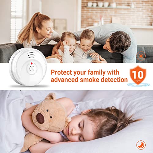 Jemay Smoke Detector, Smoke Alarm with Advanced Photoelectric Technology, Smoke Detector with Test Button and Low Battery Reminder, Fire Alarm with Battery Backup Used in Home, AW106, 2 Packs