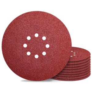 awutzut 9 inch sanding discs 40 grit 8 holes hook and loop sandpaper for drywall sander 10pack