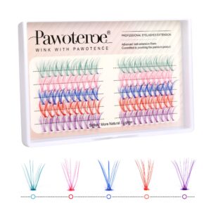 colored cluster individual lashes diy eyelash extension 5 colors lash clusters eyelash 14mm curl lash extension 100pcs clusters false lashes set pack by pawotence (color-mix-14mm)