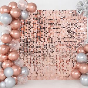 Kate Square Rose Gold Sequin Panels for Shimmer Wall Backdrop Decoration Birthday Wall (Pack of 12)