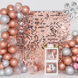 Kate Square Rose Gold Sequin Panels for Shimmer Wall Backdrop Decoration Birthday Wall (Pack of 12)