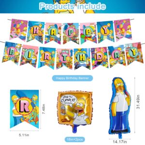 Simpsons Party Decorations,Birthday Party Supplies For Simpsons Party Supplies Includes Banner - Cake Topper - 12 Cupcake Toppers - 20 Balloons - 3 Simpsons Foil Ballon