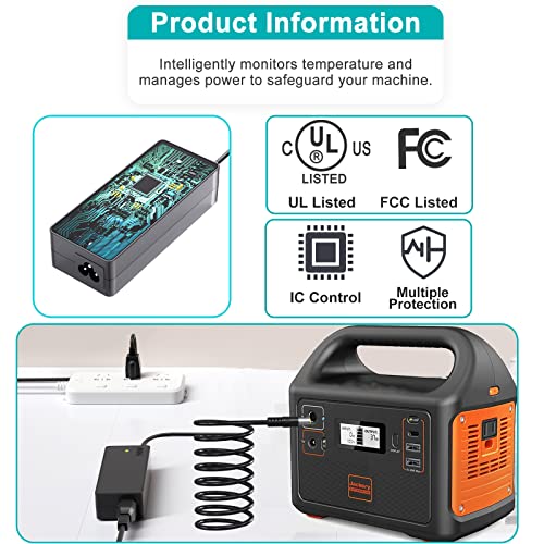 Charger for Jackery Charger 24V 90W AC Adapter for Jackery Portable Power Station Explorer 160 240 300 500 550 E300 E500 E550 Solar Generator 167Wh 240Wh 293Wh 518Wh Lithium Battery Power Supply Cord