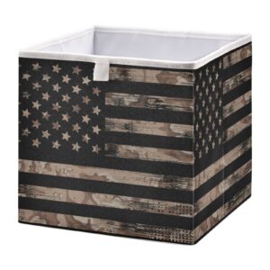 xigua american flag camouflage cube storage bin large collapsible storage basket toys clothes organizer box for shelf closet bedroom home office, 11 x 11 x 11 inch