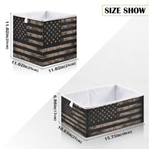 xigua American Flag Camouflage Cube Storage Bin Large Collapsible Storage Basket Toys Clothes Organizer Box for Shelf Closet Bedroom Home Office, 11 x 11 x 11 Inch