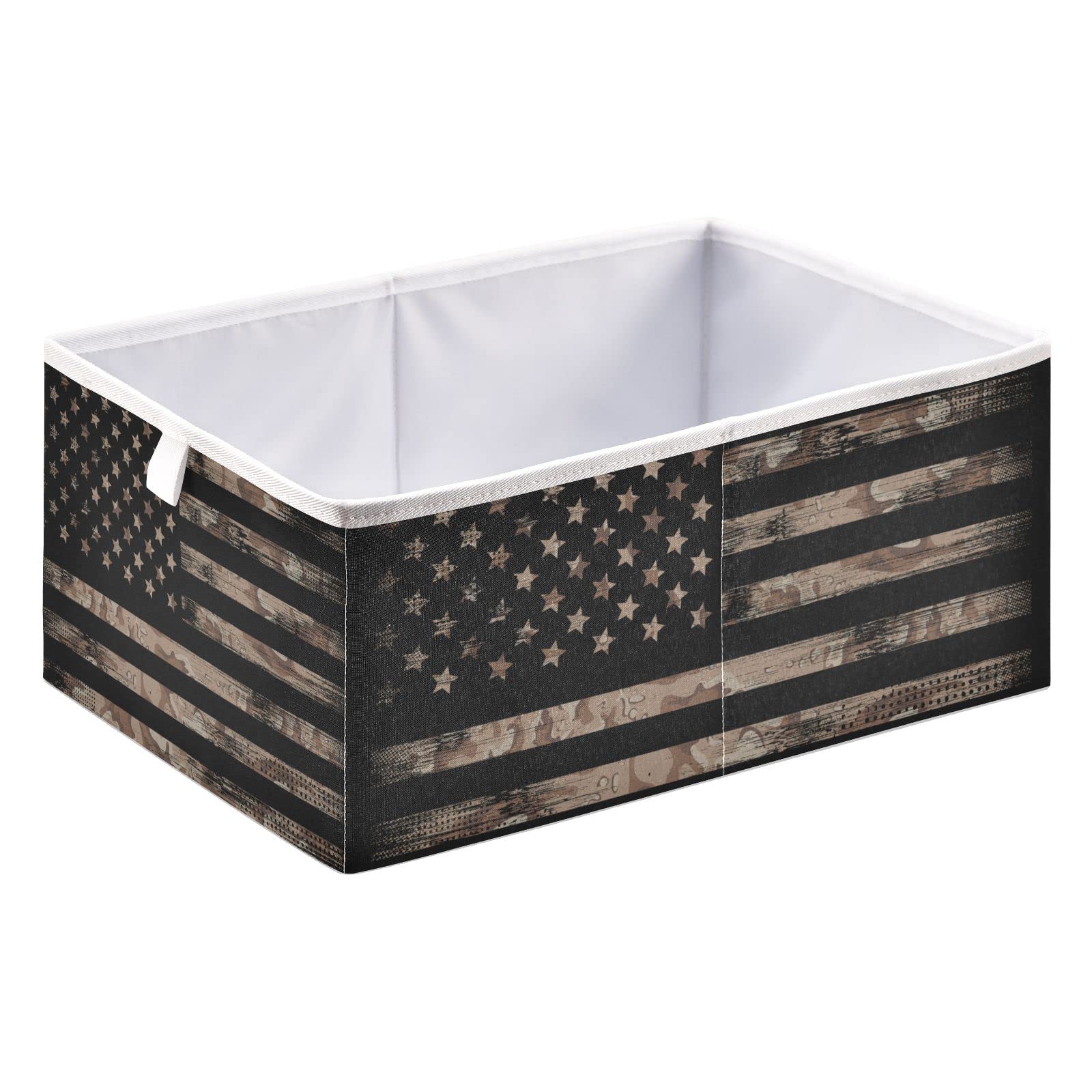 xigua American Flag Camouflage Cube Storage Bin Large Collapsible Storage Basket Toys Clothes Organizer Box for Shelf Closet Bedroom Home Office, 11 x 11 x 11 Inch