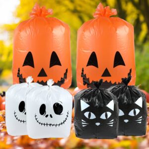 labeol halloween pumpkin leaf bags 6pcs halloween decorations outdoor halloween lawn bags with ties halloween goodie bags trash bag yard waste bags fall garden decor