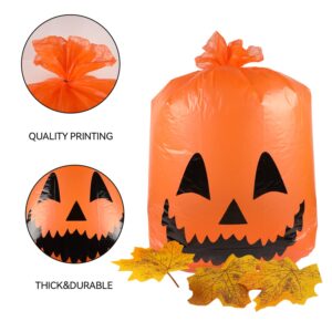 Labeol Halloween Pumpkin Leaf Bags 6Pcs Halloween Decorations Outdoor Halloween Lawn Bags with Ties Halloween Goodie Bags Trash Bag Yard Waste Bags Fall Garden Decor