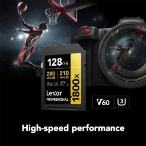 Lexar 128GB Professional 1800x UHS-II SDXC Memory Card (Gold Series)