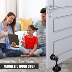 Magnetic Door Stoppers Stainless Steel Door Stops Magnetic Door Catch Holder with Screws for Wall Floor Mounted Wall Protector Hold Door Open (16, Black)