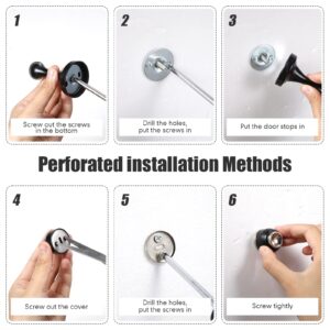 Magnetic Door Stoppers Stainless Steel Door Stops Magnetic Door Catch Holder with Screws for Wall Floor Mounted Wall Protector Hold Door Open (16, Black)