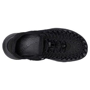 KEEN Women's Uneek Astoria Breathable Lifted Heel Two Cord Casual Water Sandals, Black/Black, 9.5