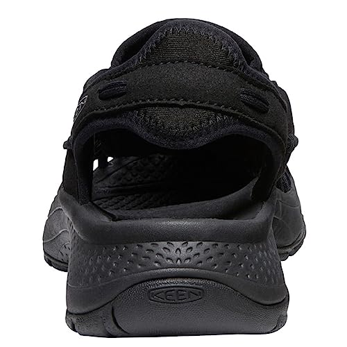 KEEN Women's Uneek Astoria Breathable Lifted Heel Two Cord Casual Water Sandals, Black/Black, 9.5