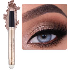 enfuntins shimmer cream eyeshadow stick, eye brightener stick glitter eyeshadow crayon pencil with soft smudger, long lasting waterproof highlighter eye shadow makeup (03 rose gold shimmer)