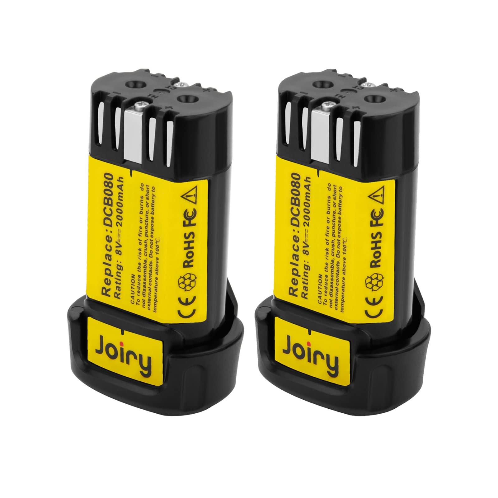 Joiry 8V 2Pack Battery for DEWALT 2000mAh Li-ion Replacement DCB080 DW4390 DCF680N1 DCF680N2 DCF680G2 (2 Packs)