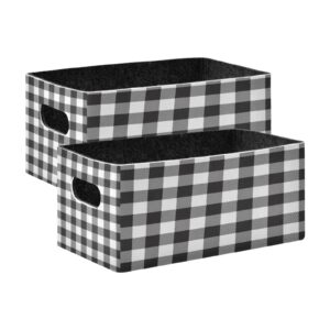 kcldeci black and white plaid storage bins baskets for organizing, buffalo check plaid sturdy storage basket foldable storage baskets for shelves closet nursery toy