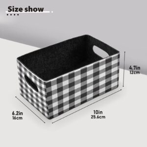 Kcldeci Black and White Plaid Storage Bins Baskets for Organizing, Buffalo Check Plaid Sturdy Storage Basket Foldable Storage Baskets for Shelves Closet Nursery Toy