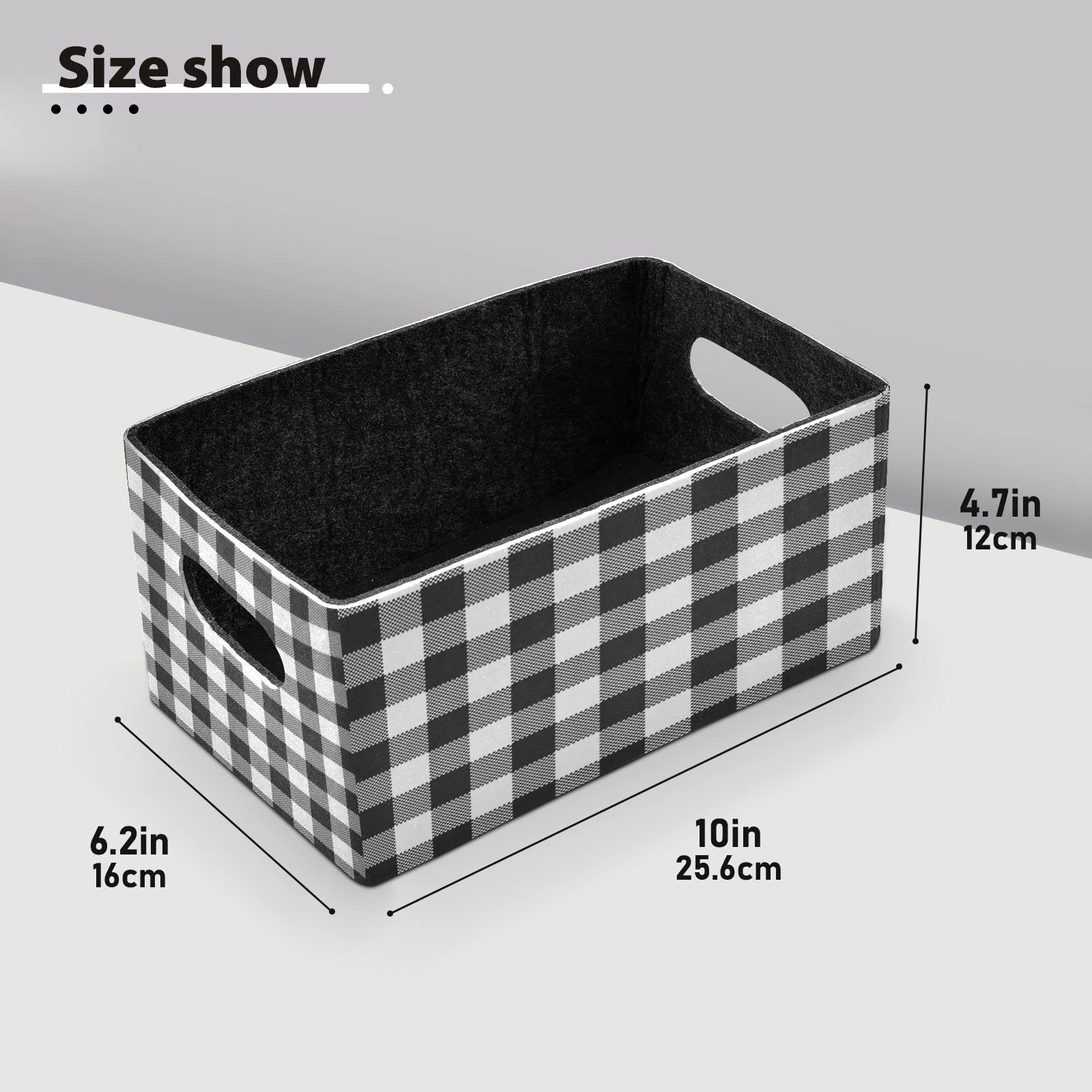 Kcldeci Black and White Plaid Storage Bins Baskets for Organizing, Buffalo Check Plaid Sturdy Storage Basket Foldable Storage Baskets for Shelves Closet Nursery Toy