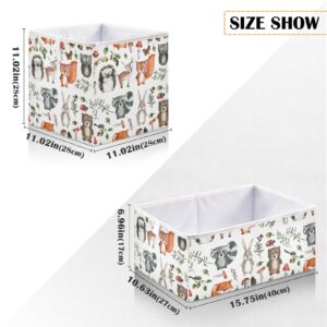 DOMIKING Cute Woodland Animals Storage Baskets for Shelves Foldable Collapsible Storage Box Bins with Waterproof Fabric Closet Organizers for Pantry Bathroom Baby Cloth Nursery,11 x 11inch