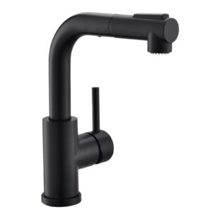 gimili modern bar sink faucet for kitchen sink single handle with pull out sprayer hot and cold prep sink faucet matte black