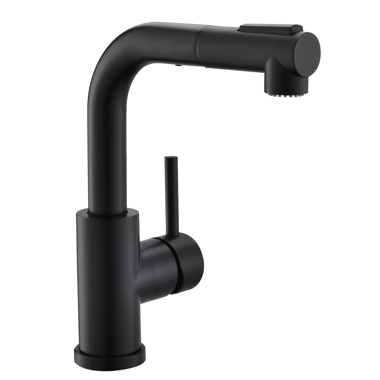 GIMILI Modern Bar Sink Faucet for Kitchen Sink Single Handle with Pull Out Sprayer Hot and Cold Prep Sink Faucet Matte Black