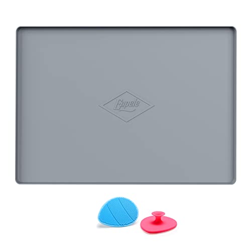 Eapele Under Sink Mat Kitchen Cabinet Tray,28"x22",Flexible Waterproof Silicone Made, Hold up to 2 Gallons Liquid (Gray)