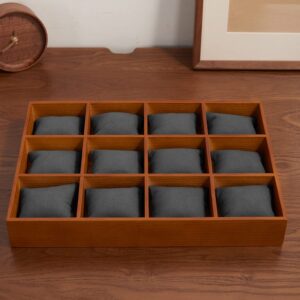 Woodten Solid Wood Watch Storage Tray for Drawer Watch Pillow Organizer Display Tray Showcase (Gray)