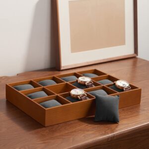 Woodten Solid Wood Watch Storage Tray for Drawer Watch Pillow Organizer Display Tray Showcase (Gray)