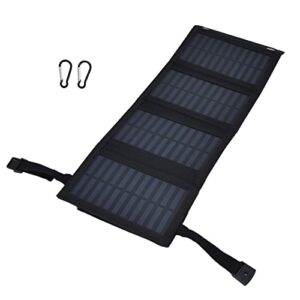 plplaaoo Solar Panel, Solar Battery Charger, Portable Solar Panel, Solar Battery Maintainer, 20W High Conversion Rate Solar 4 Folding Bag with USB Output Waterproof Solar Charger for Cellphone (2A